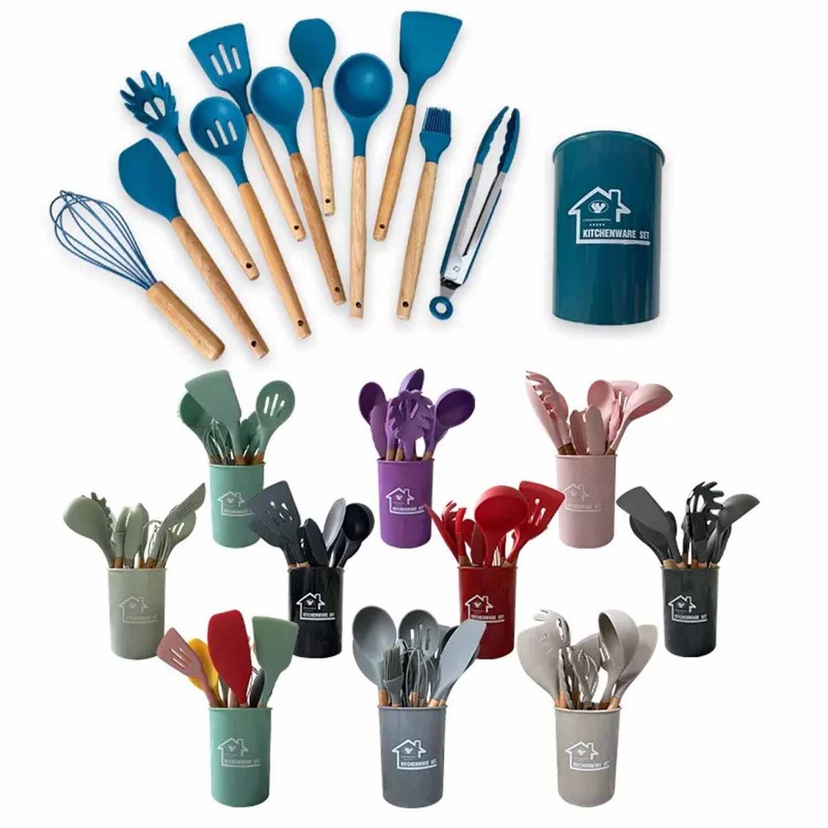 12 Piece Silicone Kitchen Utensil Set • The Party Cake • TPC